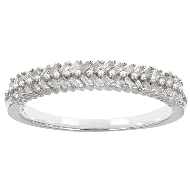 White Diamond Rhodium Over Sterling Silver Band Ring 0.30ctw - DSD020