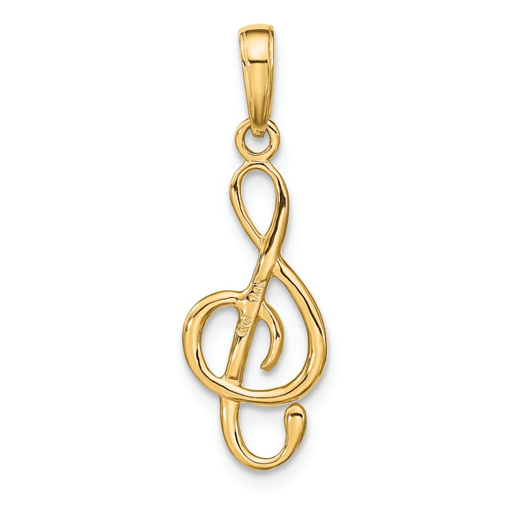 14k Yellow Gold Treble Clef Pendant - 13C9ZA
