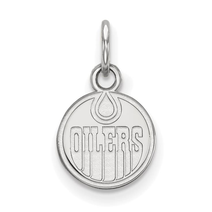 Rhodium Over Sterling Silver NHL LogoArt Edmonton Oilers Extra Small ...
