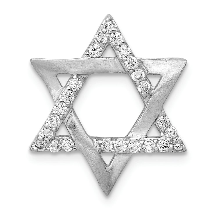 Rhodium Over 14k White Gold Diamond Star of David Chain Slide Pendant ...