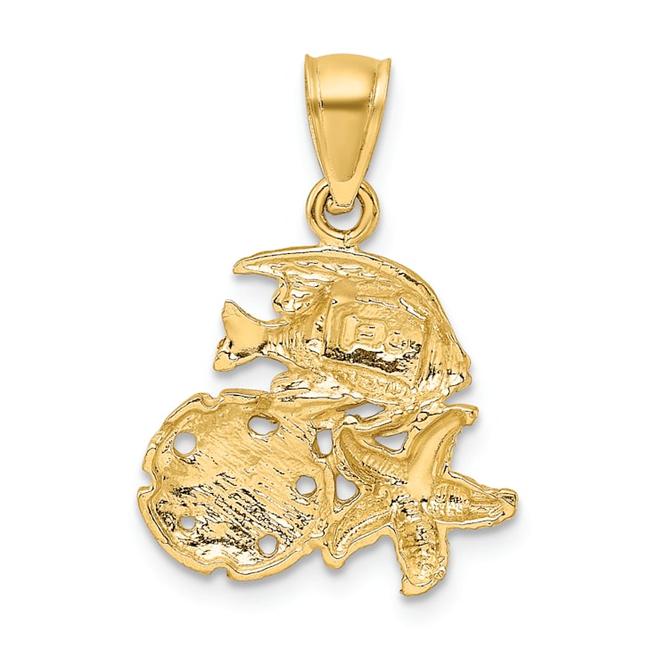 14k Yellow Gold Satin Diamond-Cut Fish, Starfish and Sand Dollar ...
