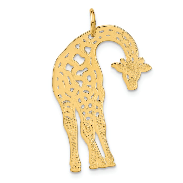 14k Yellow Gold Satin and Diamond-Cut Giraffe Pendant - 16DCHA