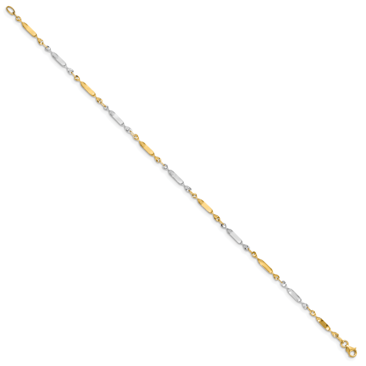 14K Two-tone Polished Twisted Link Anklet - 17KD5A