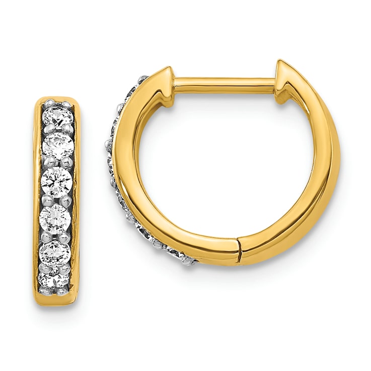14K Yellow Gold Lab Grown Diamond SI1 SI2 G H I Hinged Hoop Earrings