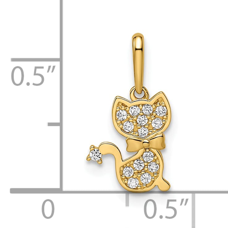 14K Yellow Gold Cubic Zirconia Cat Pendant - 1BRK7A