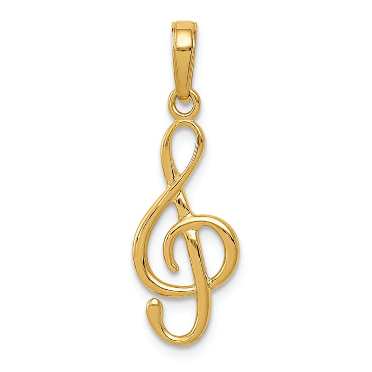 14k Yellow Gold Treble Clef Pendant - 13C9ZA