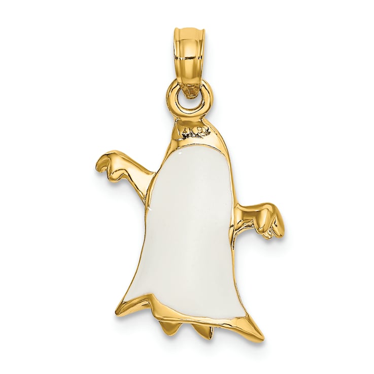 14k Yellow Gold Enameled 3D Ghost Charm - 180DSA