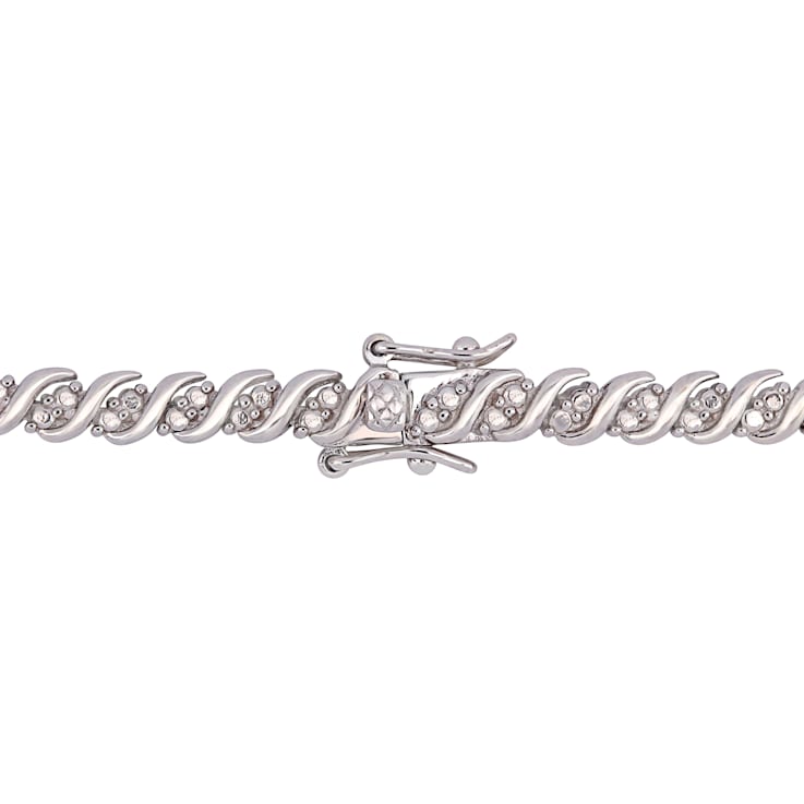 1 ct tw Diamond S Shape Tennis Bracelet in Sterling Silver