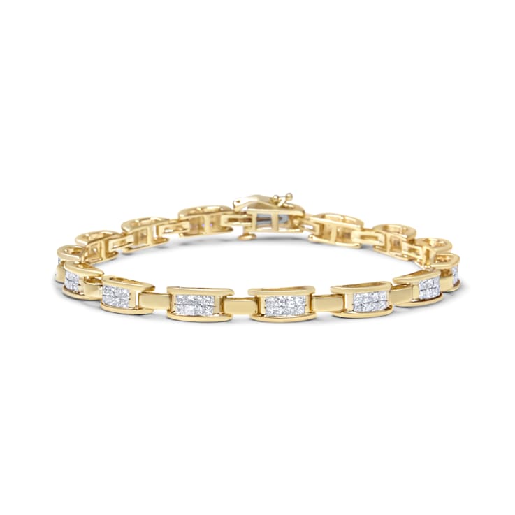 14K Yellow Gold 2.0ctw Princess Cut Diamond Links of Love Bracelet 18JXKA