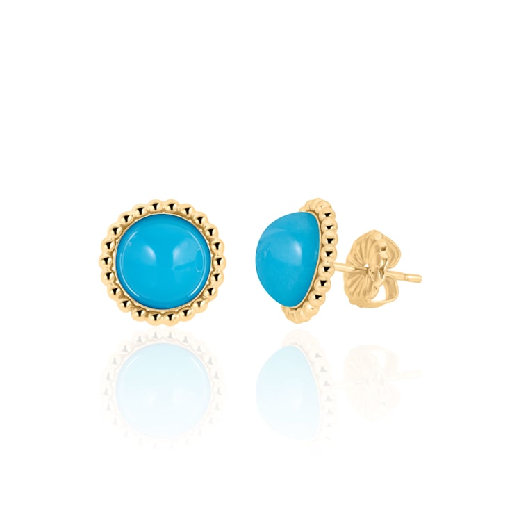 Sleeping Beauty Turquoise Stud Earrings in 14K Gold Filled 19RDPA