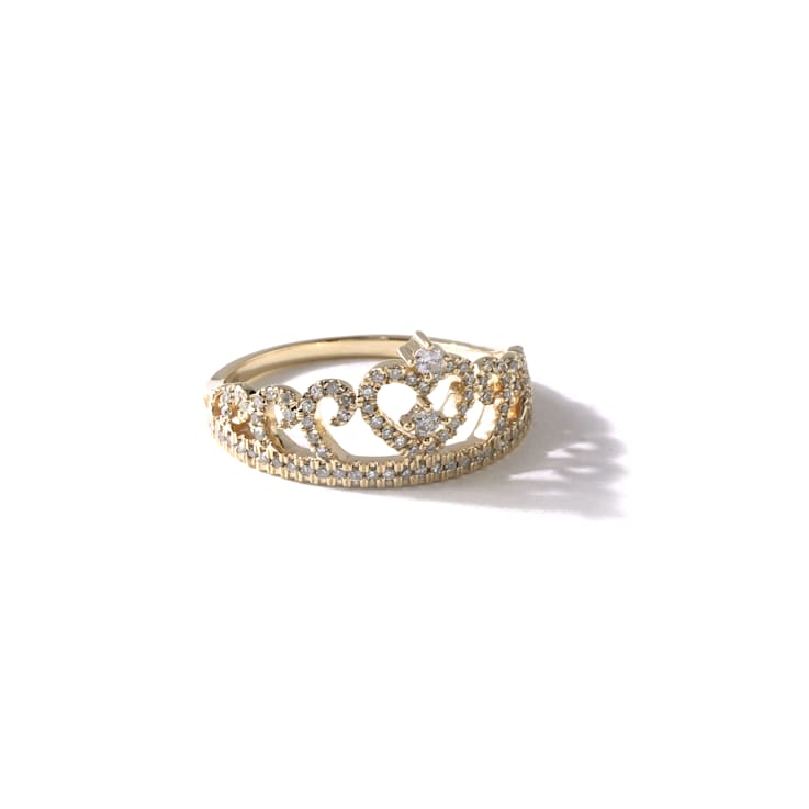 1/4ct TDW Diamond Crown Ring for Her in 10k Yellow Gold - 13QRCB