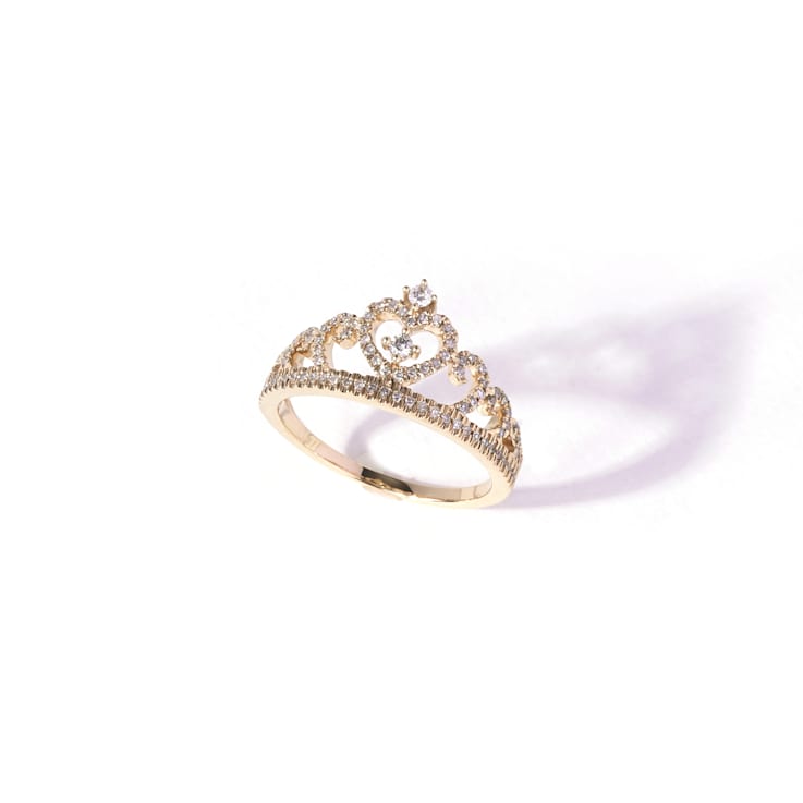 1/4ct TDW Diamond Crown Ring for Her in 10k Yellow Gold - 13QRCB