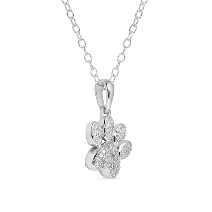 1/8ct TDW Diamond Dog Paw Pendant Necklace in Silver - 12XN2A