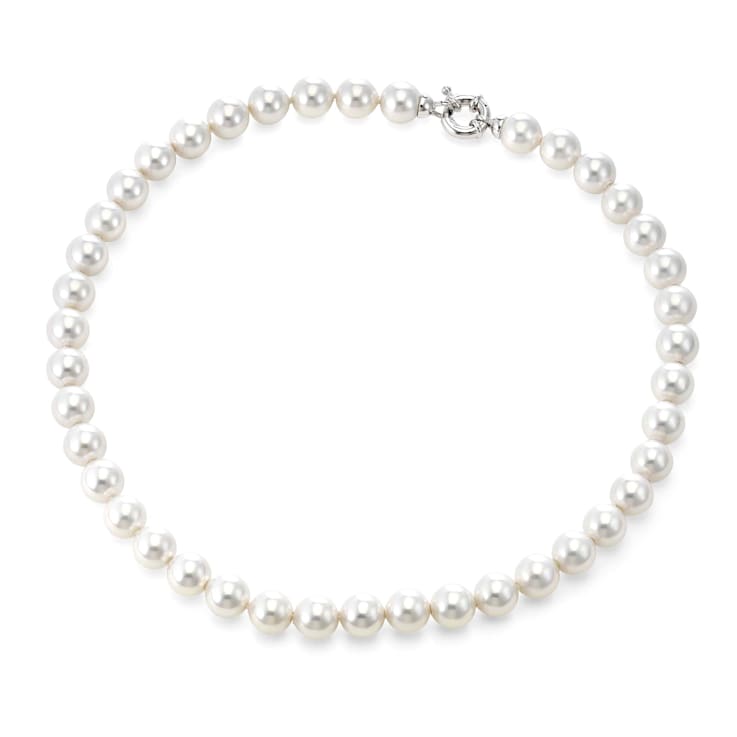 10mm White Organic Man-Made Pearl Necklace - 1DJFBA