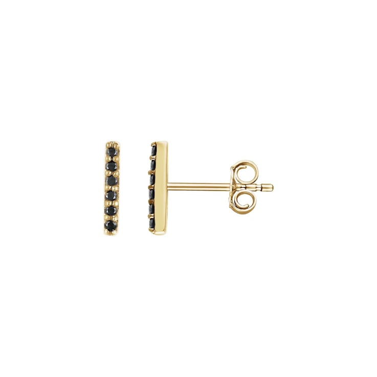 Diamond2Deal 14K Yellow Gold 1/10 CTW Natural Black Diamond Bar ...