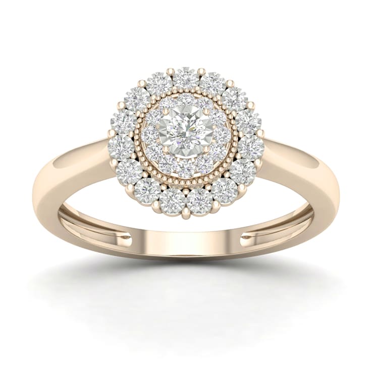 Diamond2Deal 14K Yellow Gold Over Sterling Silver 0.15 Ct Diamond ...