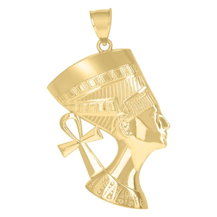Diamond2Deal 10k Yellow Gold Egyptian Nefertiti Ankh Charm Pendant for ...