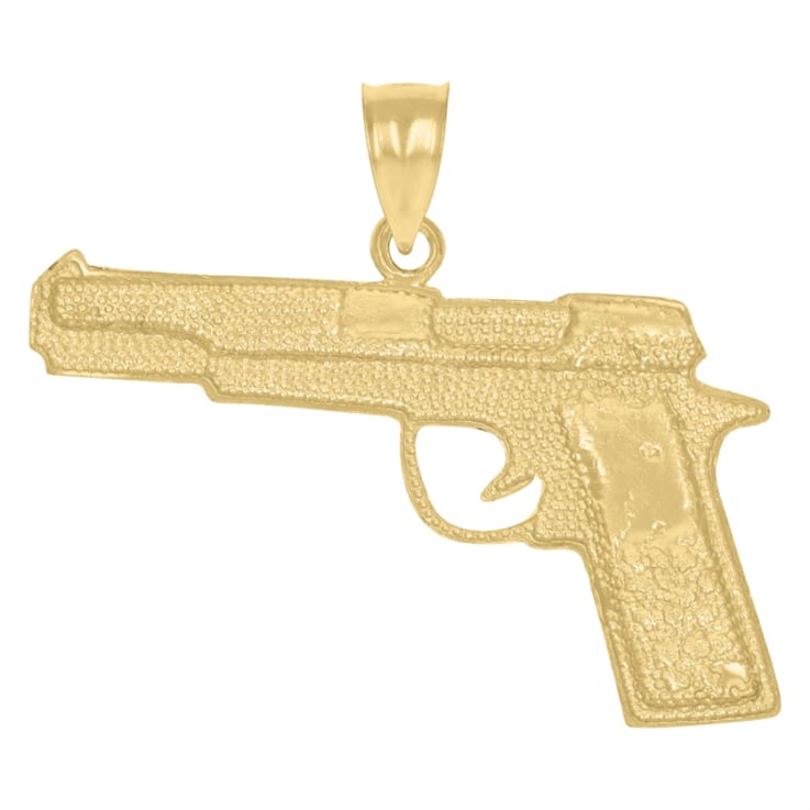 Diamond2Deal 10k Yellow Gold Pistol Weapon Charm Pendant for Mens - 16F24A