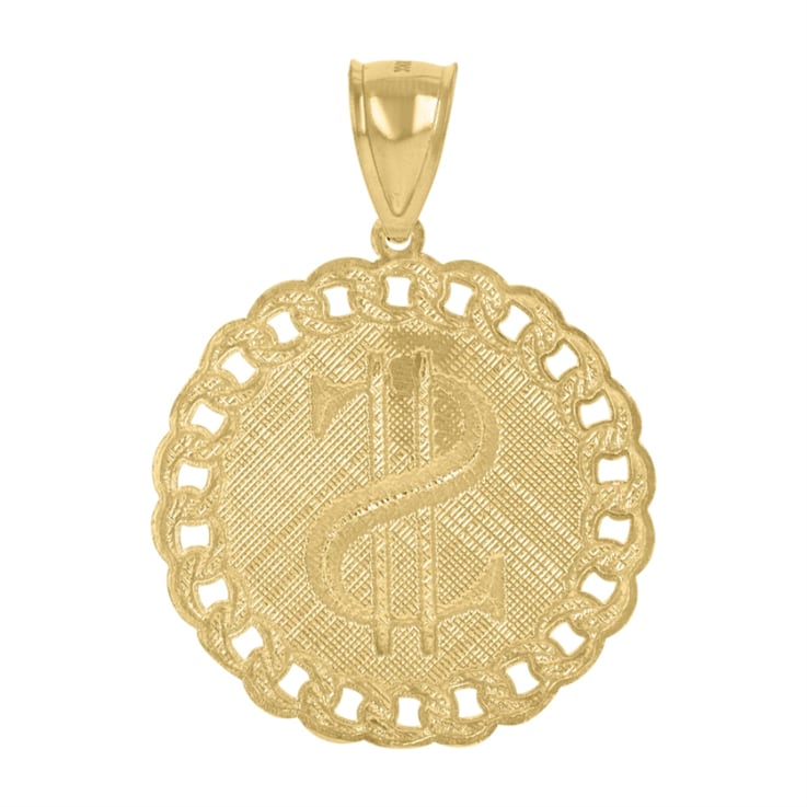 Diamond2Deal 10K Gold Two-Tone Diamond-Cut Dollar Sign Currency Cuban ...