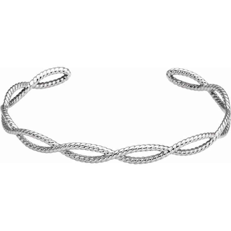Diamond2Deal Sterling Silver Rope Cuff Bracelet for Women - 1CG3GB