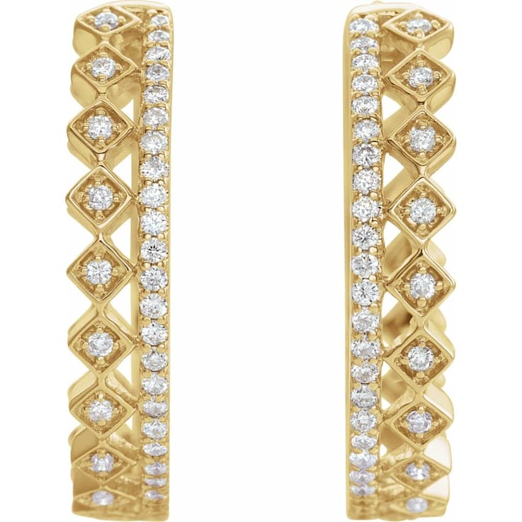 Diamond2Deal 14k Yellow Gold 1/4 CTW Diamond Geometric Hoop Earrings ...