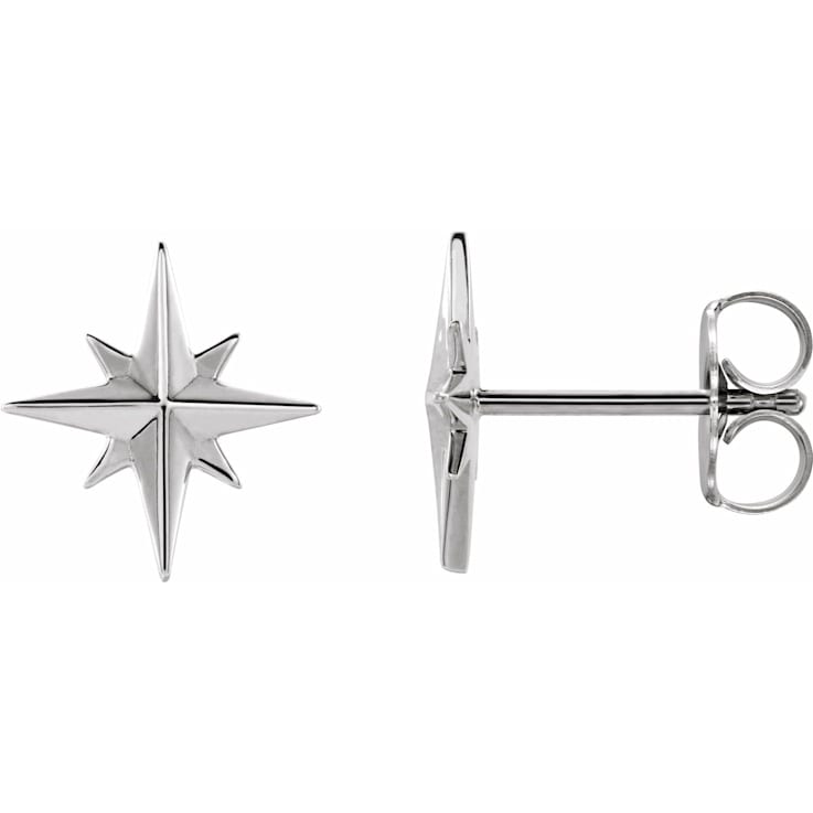 Diamond2Deal 14K White Gold Star Stud Earrings for Women