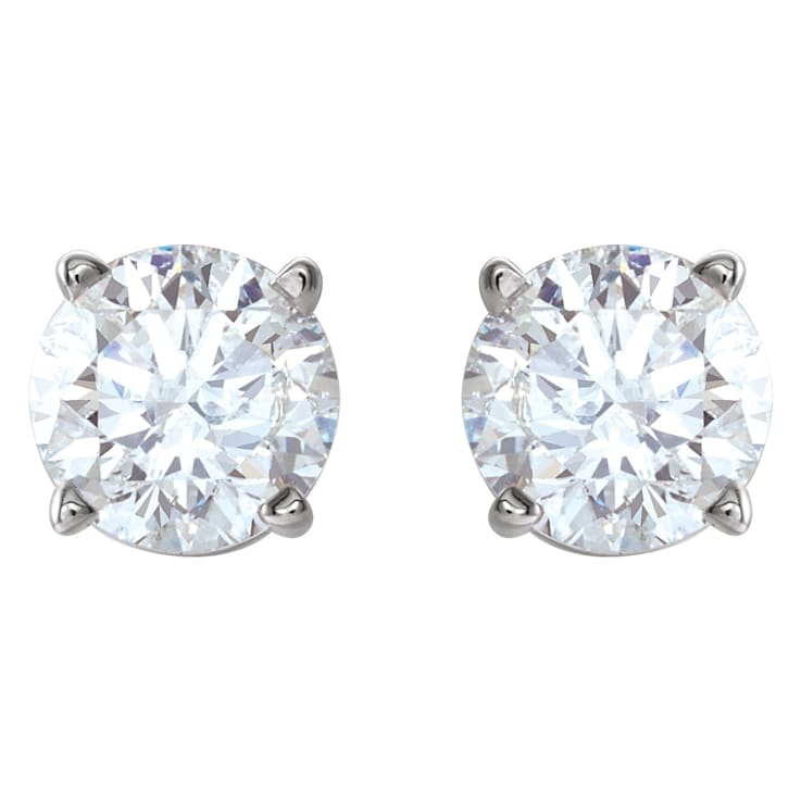 Diamond2Deal 14K White Gold 1 CTW Natural Diamond Stud Earrings for ...