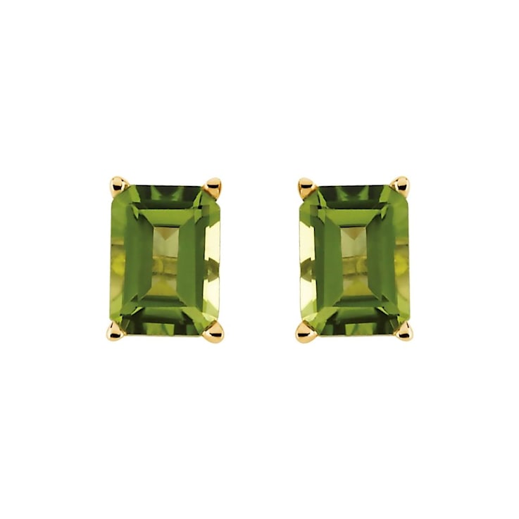 Diamond2Deal 14k Yellow Gold Peridot Stud Earrings for Women - 1DGTNA