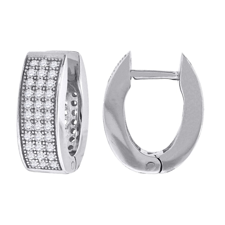 Diamond2Deal 925 Sterling Silver Cubic Zirconia Huggie Hoop Earrings for Women