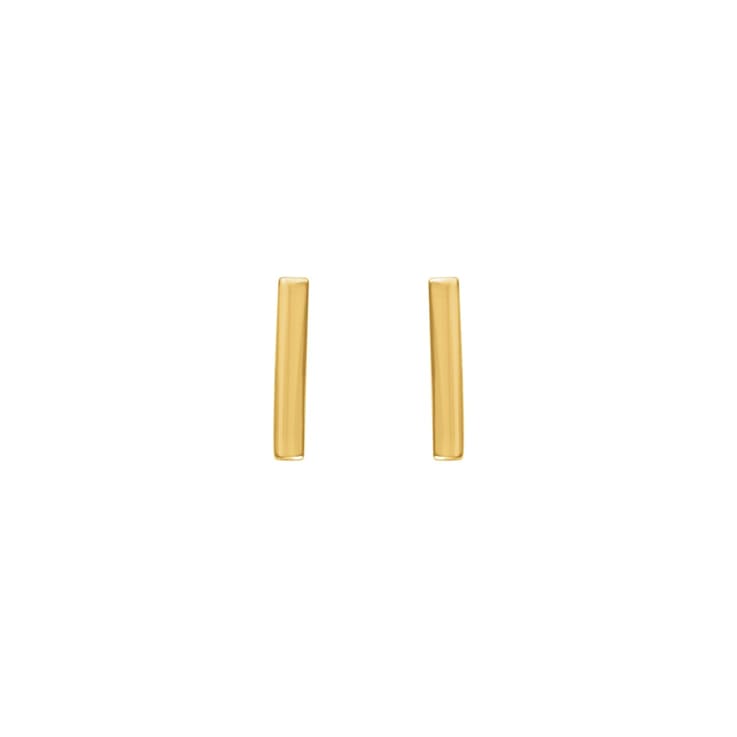 Diamond2Deal 14K Yellow Gold Vertical Bar Stud Earrings with Friction ...