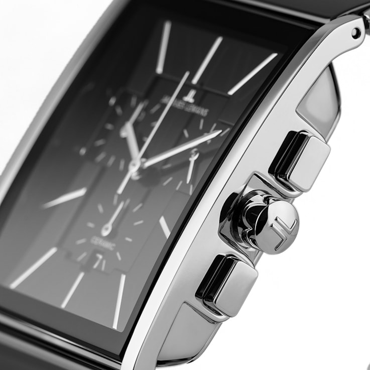 JACQUES LEMANS Dublin Men's Watch with High-Tech Ceramic Strap, Stainless Steel, Chronograph, 1 ...