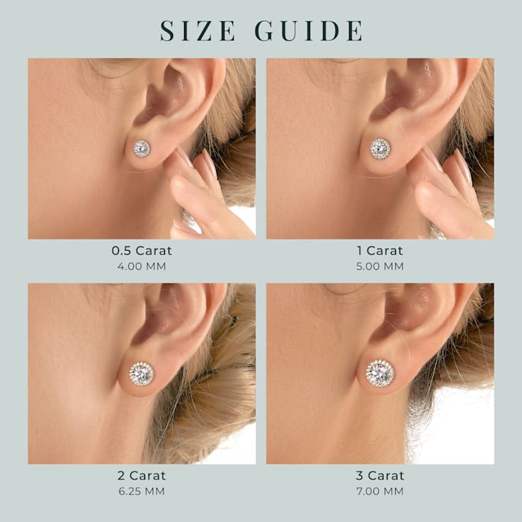 LUXGEM 14K White Gold Round Halo Studs 2 Carat Cubic Zirconia