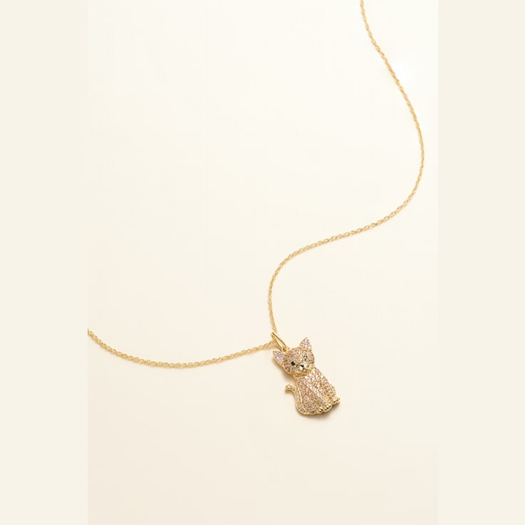18K Yellow Gold Over Sterling Silver Orange Cat Pendant with 18K Yellow Gold Over Sterling Silver Orange Cat Pendant with