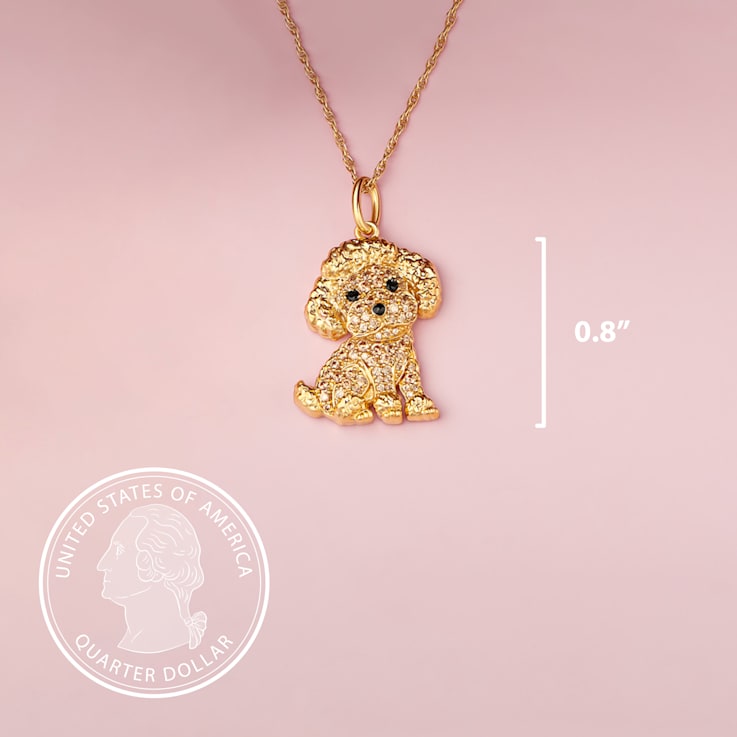 18K Yellow Gold Over Sterling Silver Poodle Pendant with Chain - 113KRA