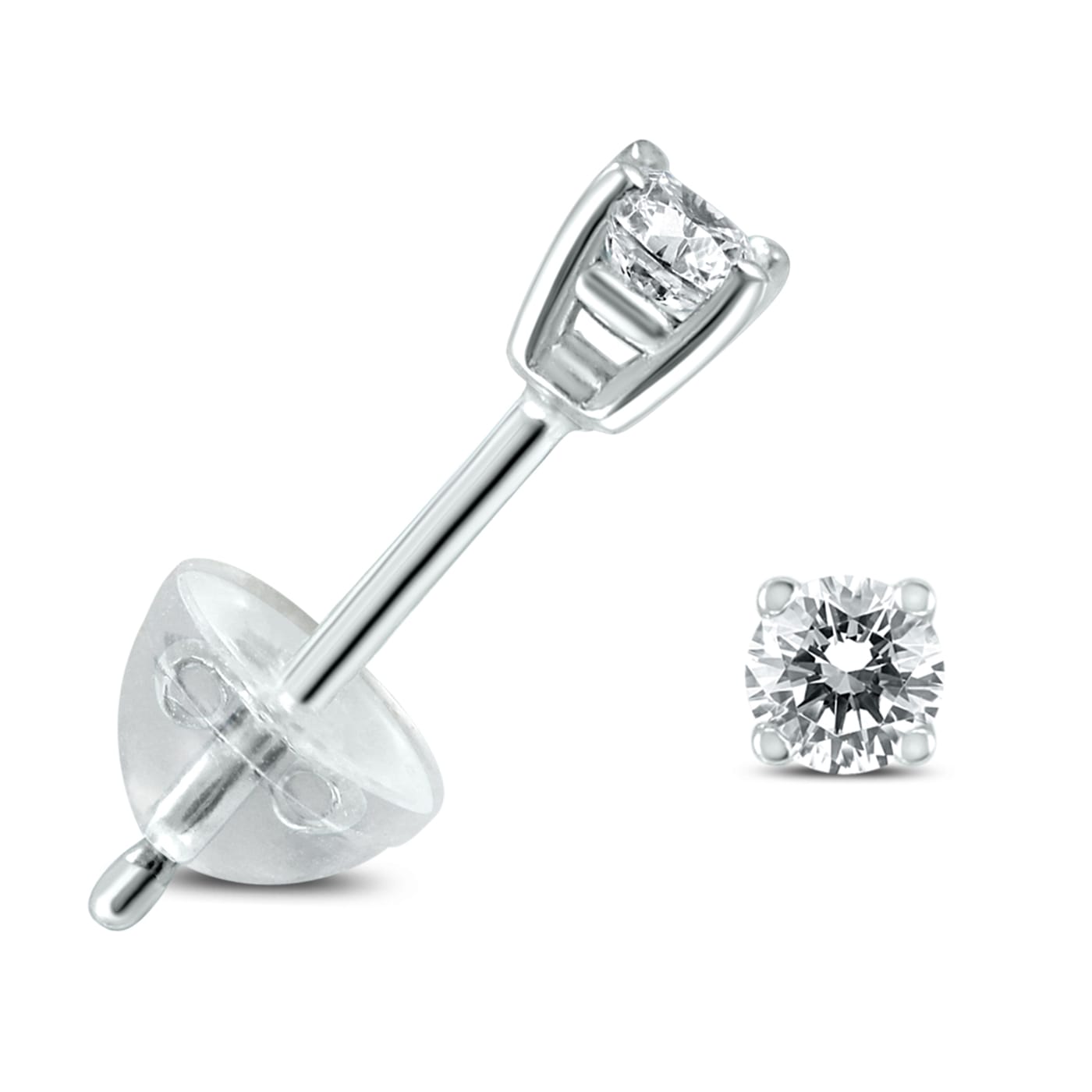 12CTW Round Diamond Solitaire Stud Earrings In 14k White 12CTW Round Diamond Solitaire Stud Earrings In 14k White