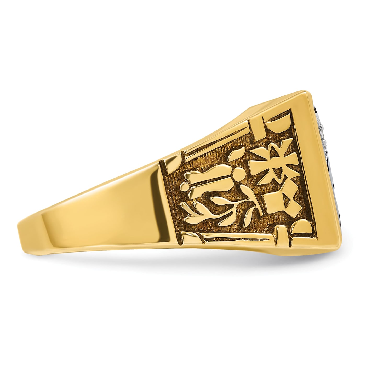 10K Yellow Gold Men's Lab Created Sapphire and Diamond Lodge 10K Yellow Gold Men's Lab Created Sapphire and Diamond Lodge