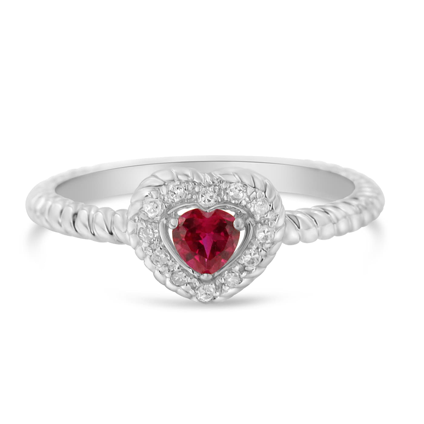 ruby heart ring silver
