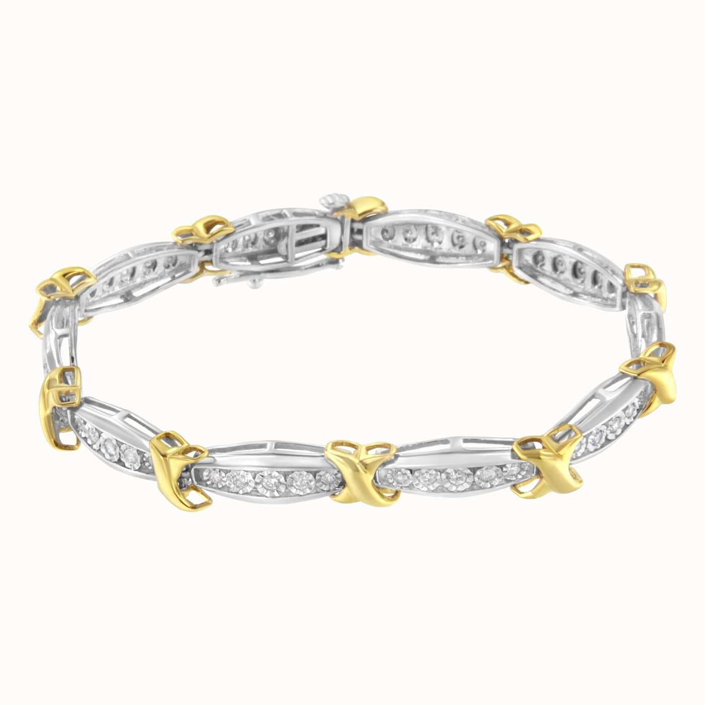 10K Yellow Gold Two Tone Over Sterling Silver .75ctw Diamond 10K Yellow Gold Two Tone Over Sterling Silver .75ctw Diamond