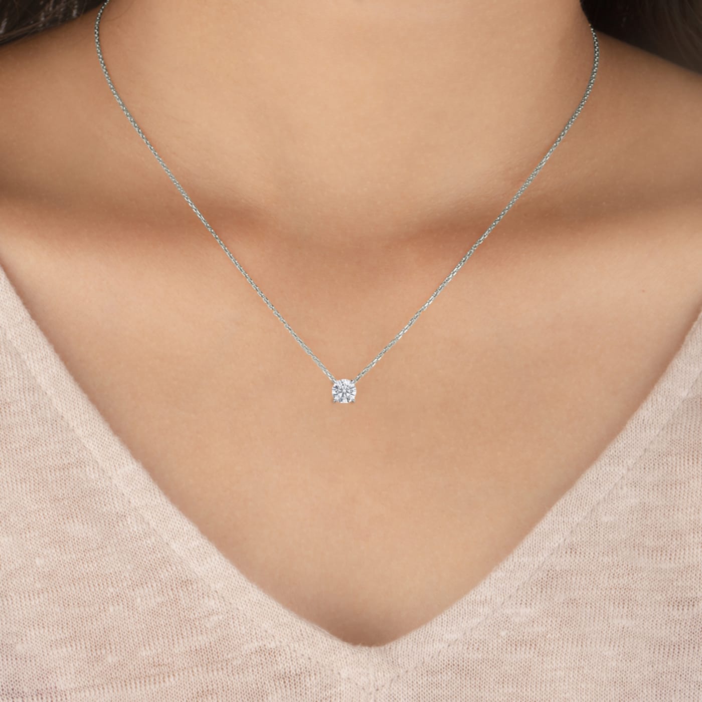 0.60 Cts Round Shaped Lab-Grown Diamond Necklace in 14K 0.60 Cts Round Shaped Lab-Grown Diamond Necklace in 14K